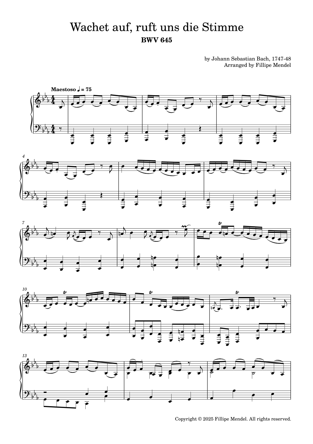 Bach: Wachet auf, ruft uns die Stimme BWV 645 (arr. Fillipe Mendel) par ...