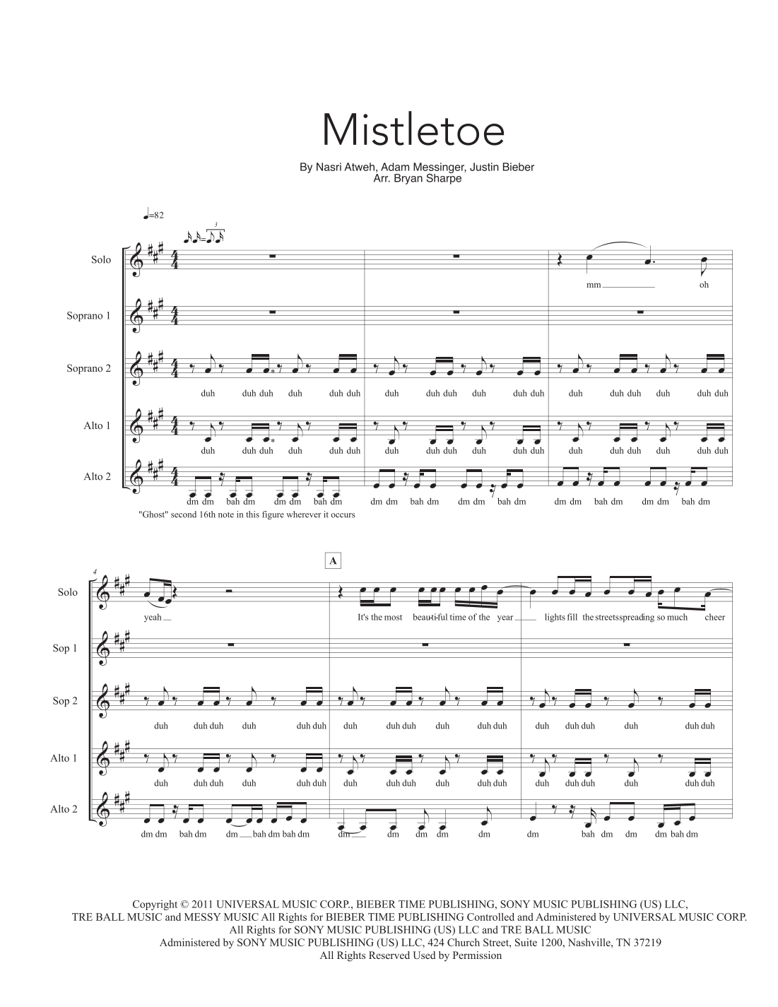 Mistletoe (arr. Bryan Sharpe) by Justin Bieber Sheet Music for Choir at ...
