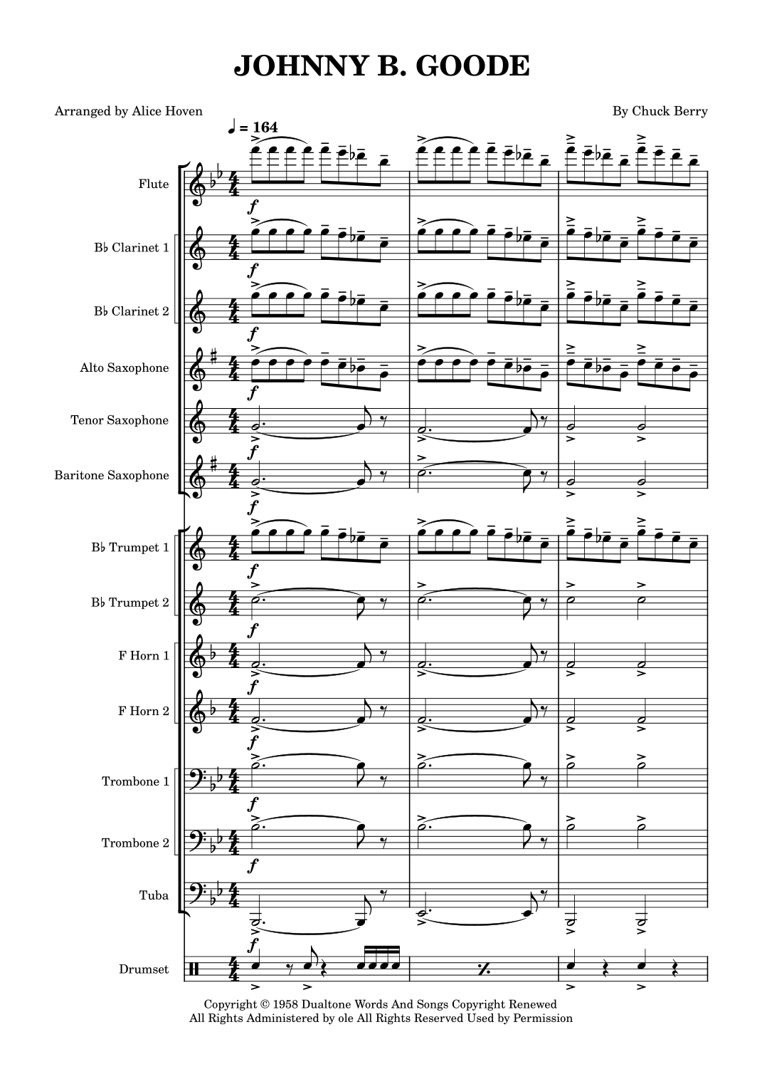 Johnny B. Goode (arr. Alice Hoven) by Chuck Berry Sheet Music for ...