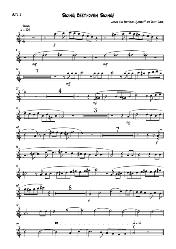 Swing, Beethoven, Swing (arr. Geoff Cloke) by Ludwig van Beethoven ...
