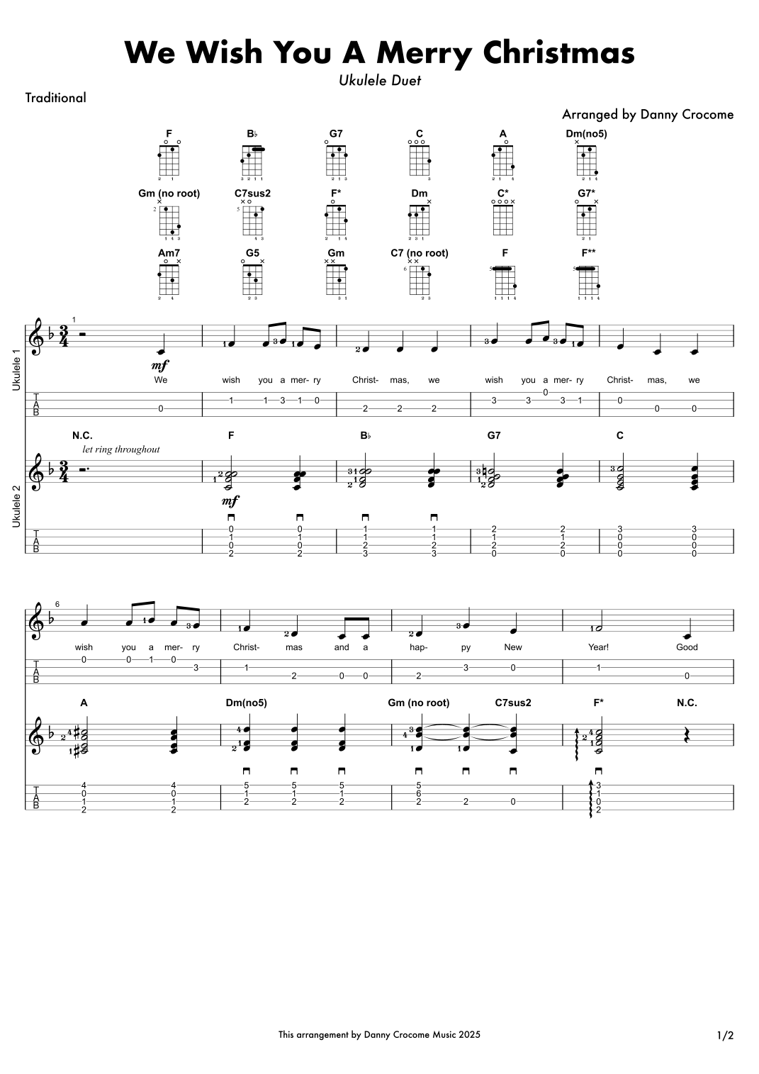 We Wish You A Merry Christmas (Ukulele Duet) (arr. Danny Crocome) by ...