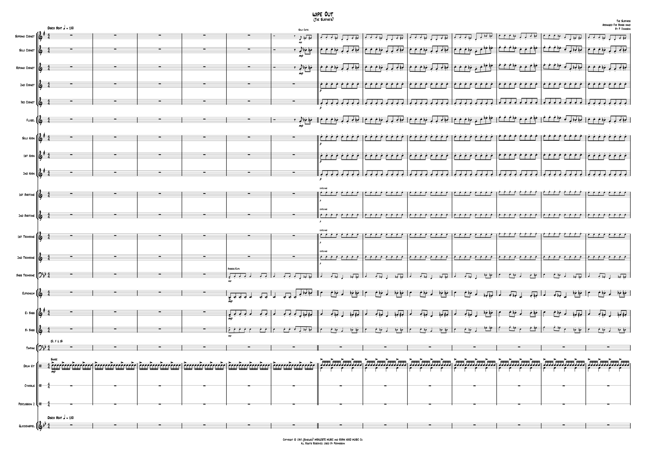 Wipe Out (arr. Paul Johnson by The Surfaris Sheet Music for Brass Band ...