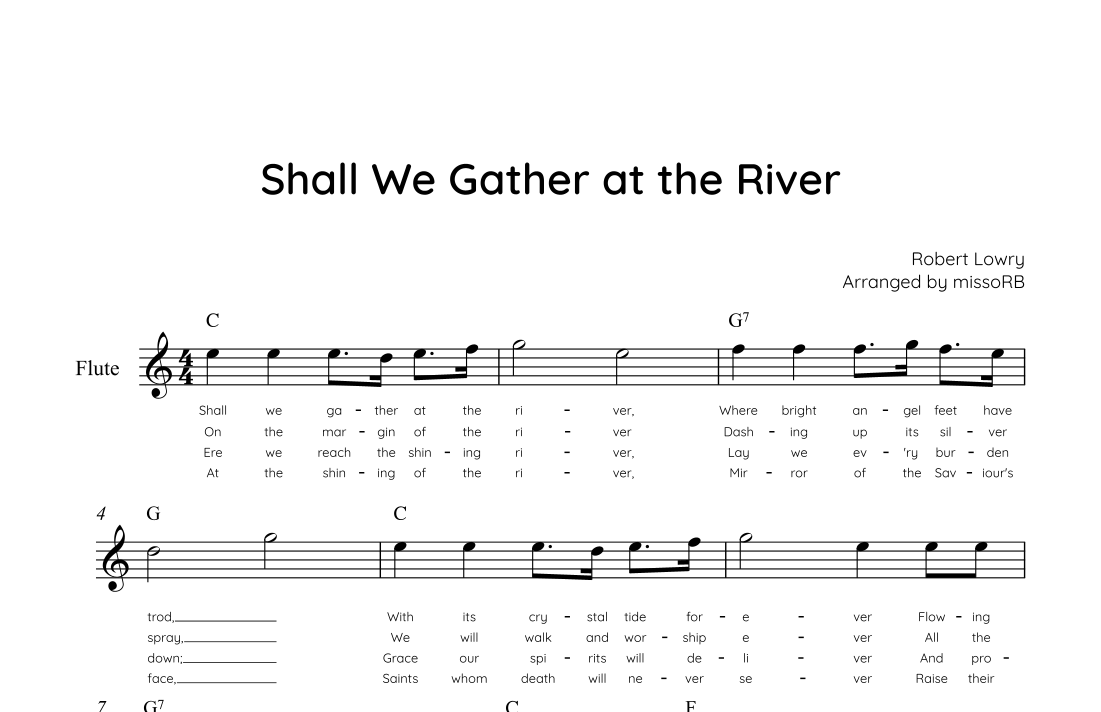 Shall We Gather at the River - Flute in C With Chords & Lyric (arr ...