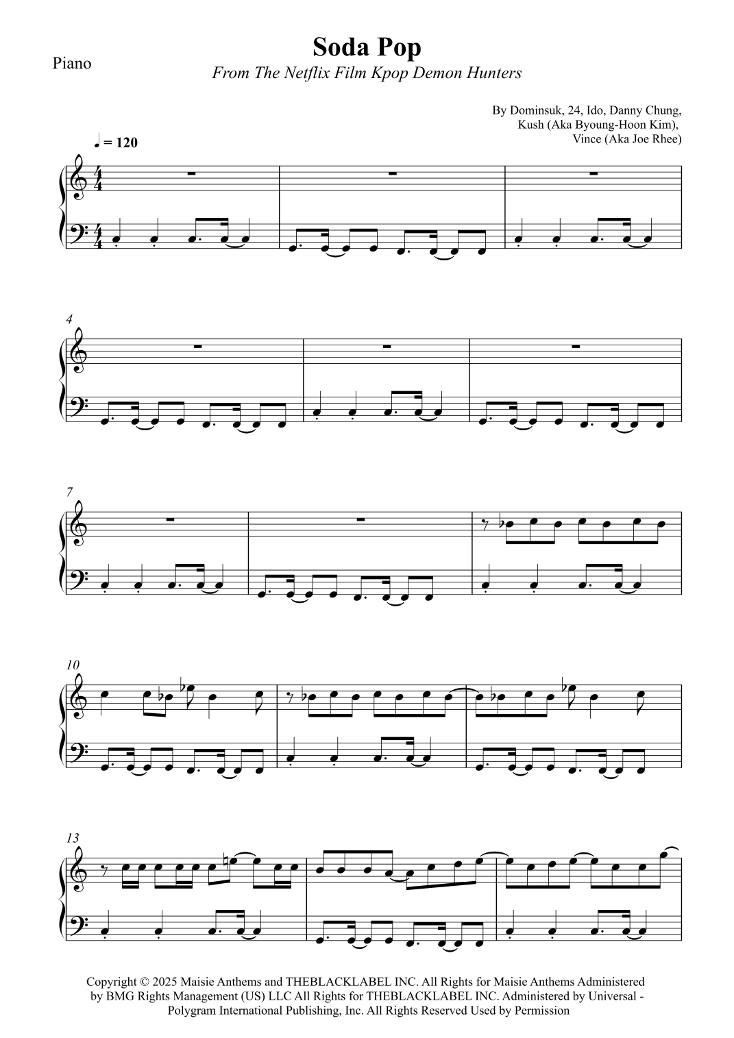 Soda Pop (arr. Wesley S. SIlva) par Saja Boys Partitions pour Piano ...