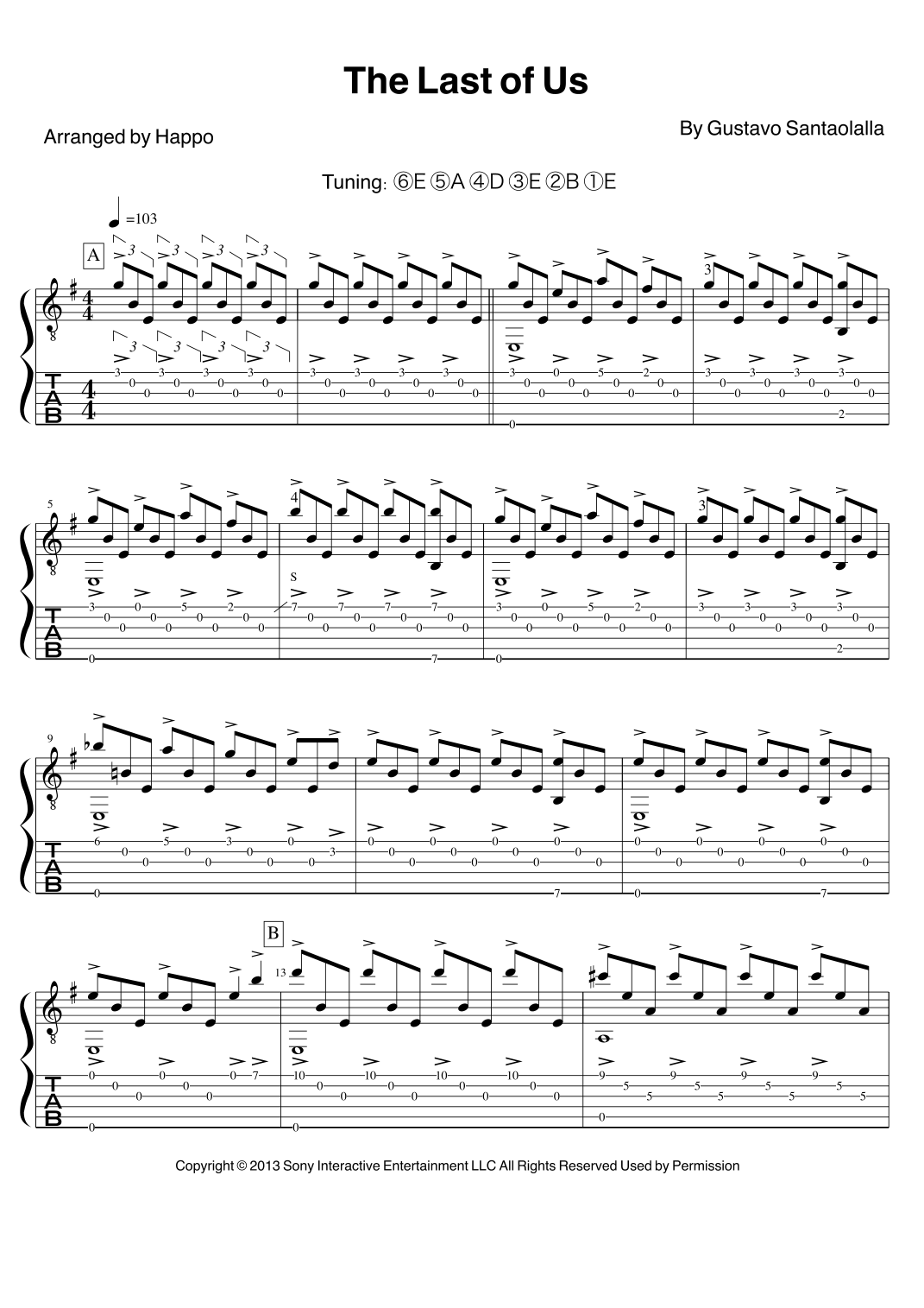 The Last Of Us (arr. Happo) by Gustavo Santaolalla Sheet Music for ...