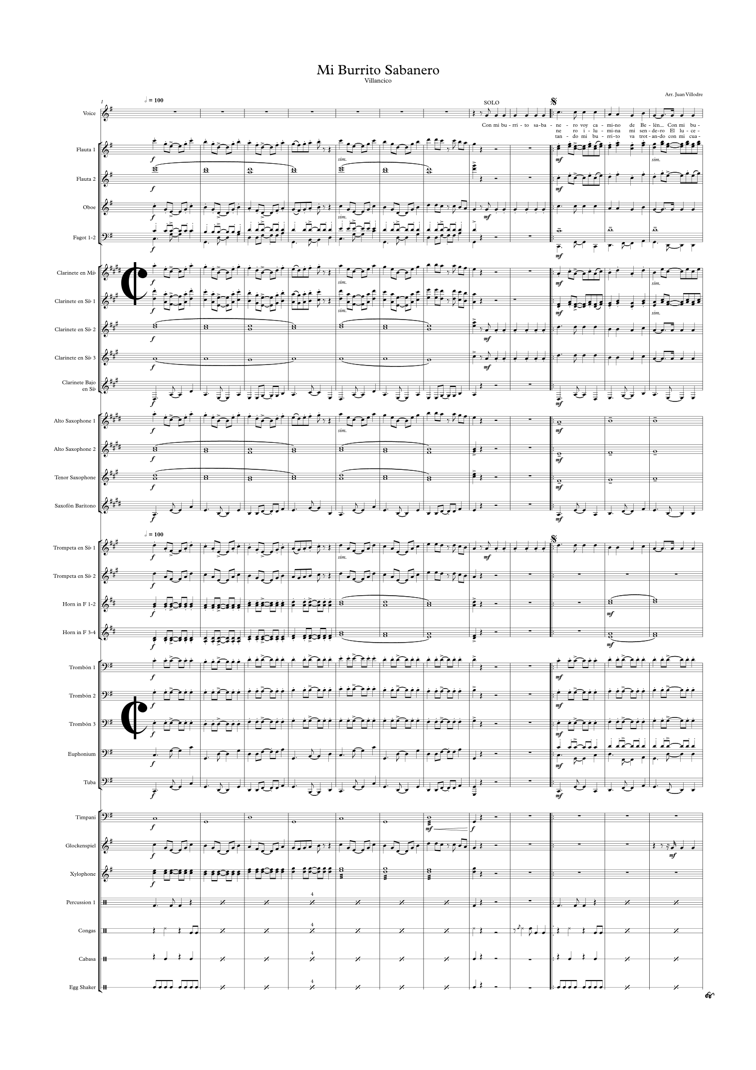 El Burrito Sabanero (Mi Burrito Sabanero) (arr. Juan Villodre) by Hugo ...