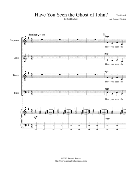 Have You Seen the Ghost of John? - for SATB choir (arr. Samuel Stokes ...