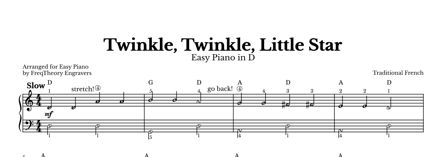 Twinkle, Twinkle, Little Star - Easy Piano (arr. FreqTheory Engravers ...