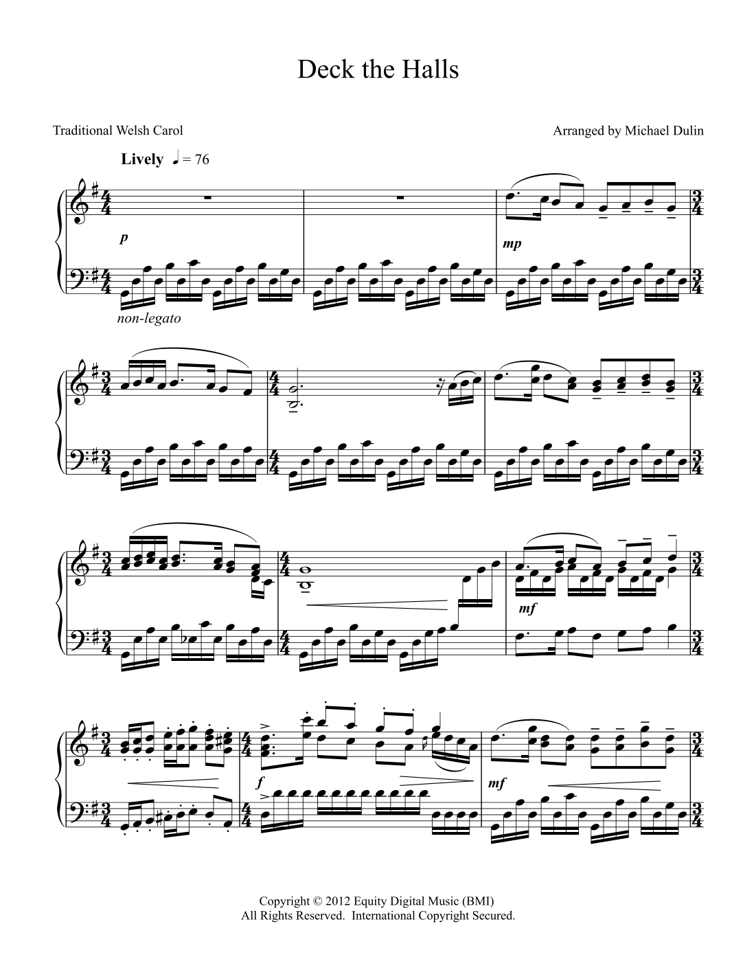 Deck the Halls (arr. Michael Dulin) by Michael Dulin Sheet Music for ...