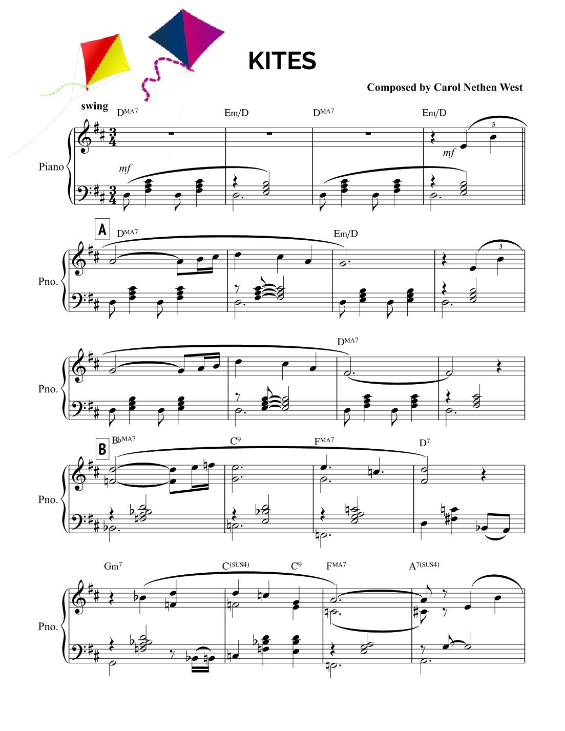 Kites by Carol Nethen West Sheet Music for Piano Solo at Sheet Music Direct