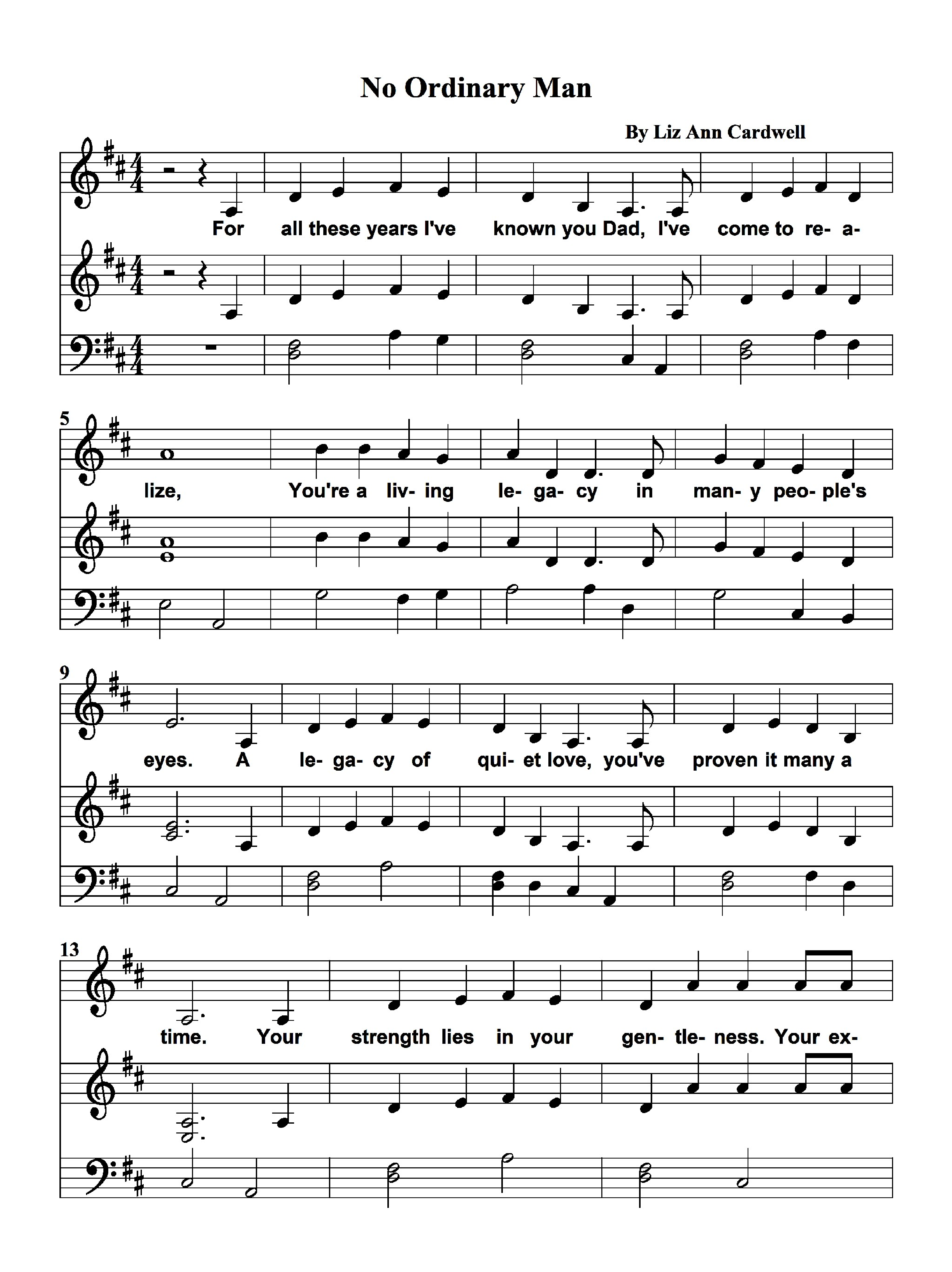 No Ordinary Man by Liz Ann Cardwell Sheet Music for Piano & Vocal at ...