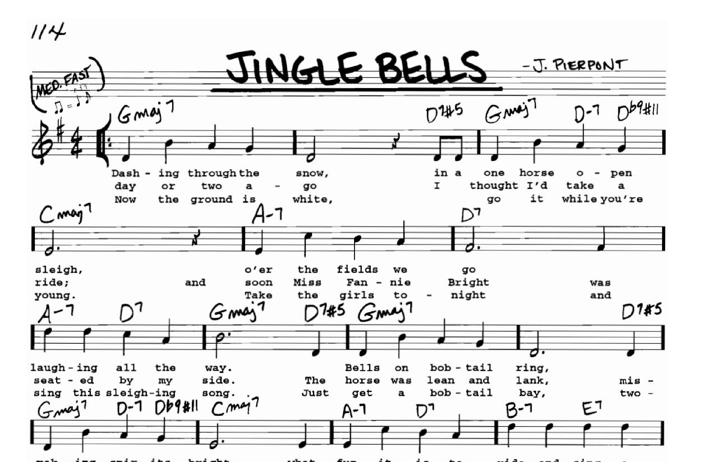 JINGLE BELLS - LEADSHEET (GMAJ) (arr. J . PIERPONT) by J . PIERPONT Sheet Music for Lead Sheet ...