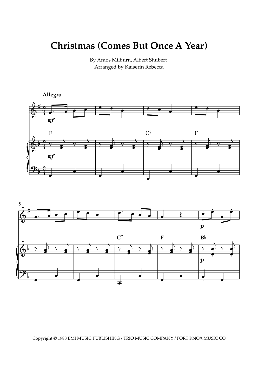 Christmas (Comes But Once A Year) (arr. Kaiserin Rebecca) von Amos ...
