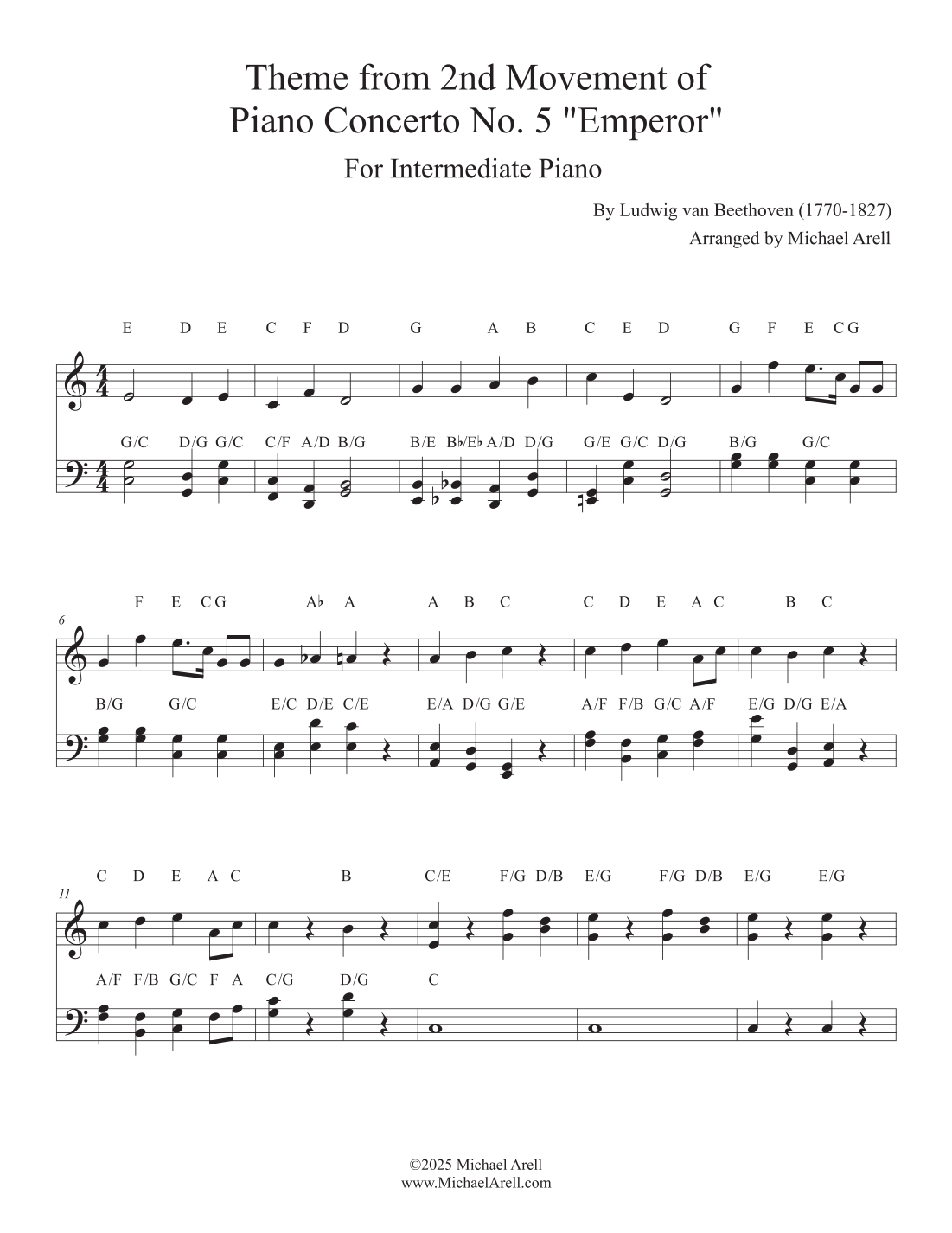 Theme from 2nd Movement of Beethoven Piano Concerto No. 5 "Emperor ...