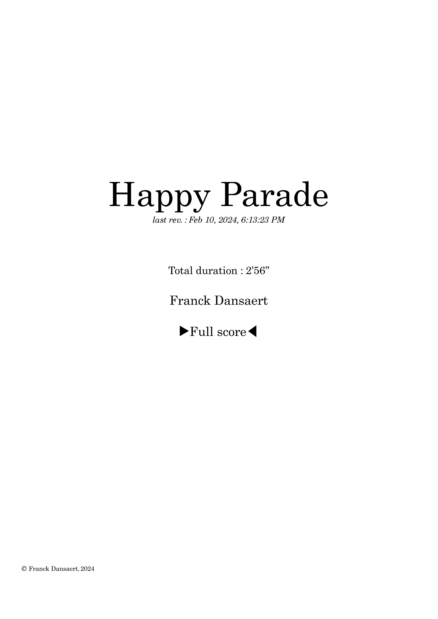 Happy Parade - Score Only by Franck Dansaert Sheet Music for Full ...