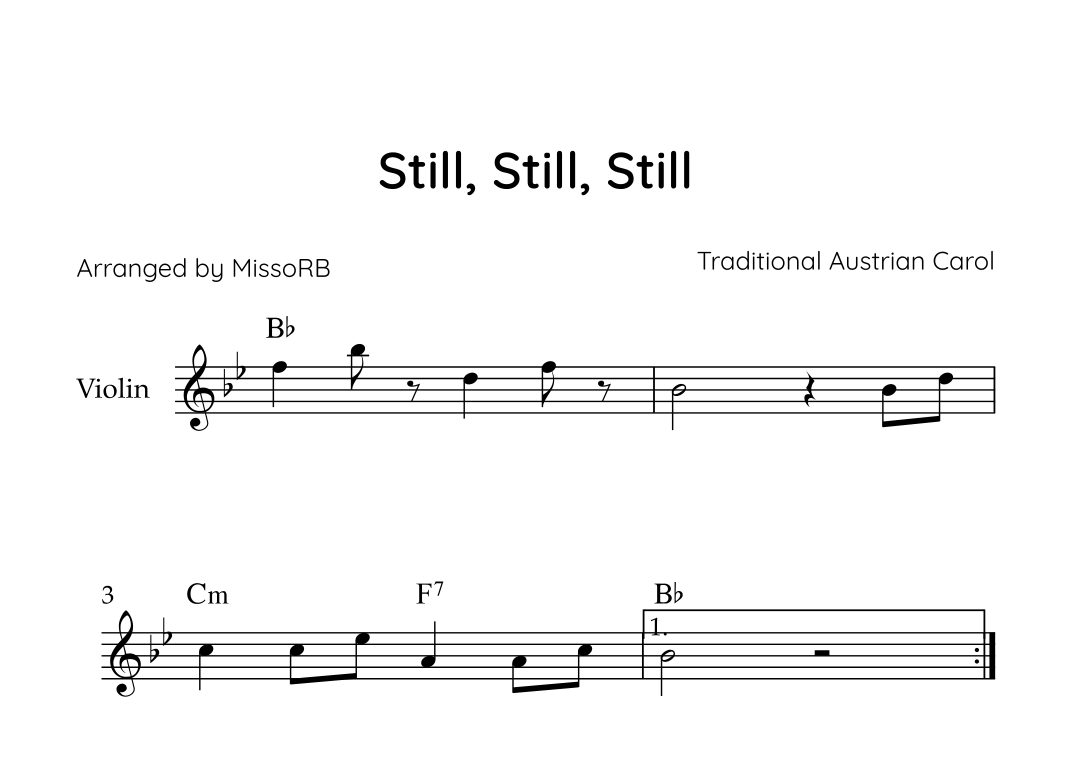 Still, Still, Still - Flute in Bb Major With Chords - Easy (arr ...