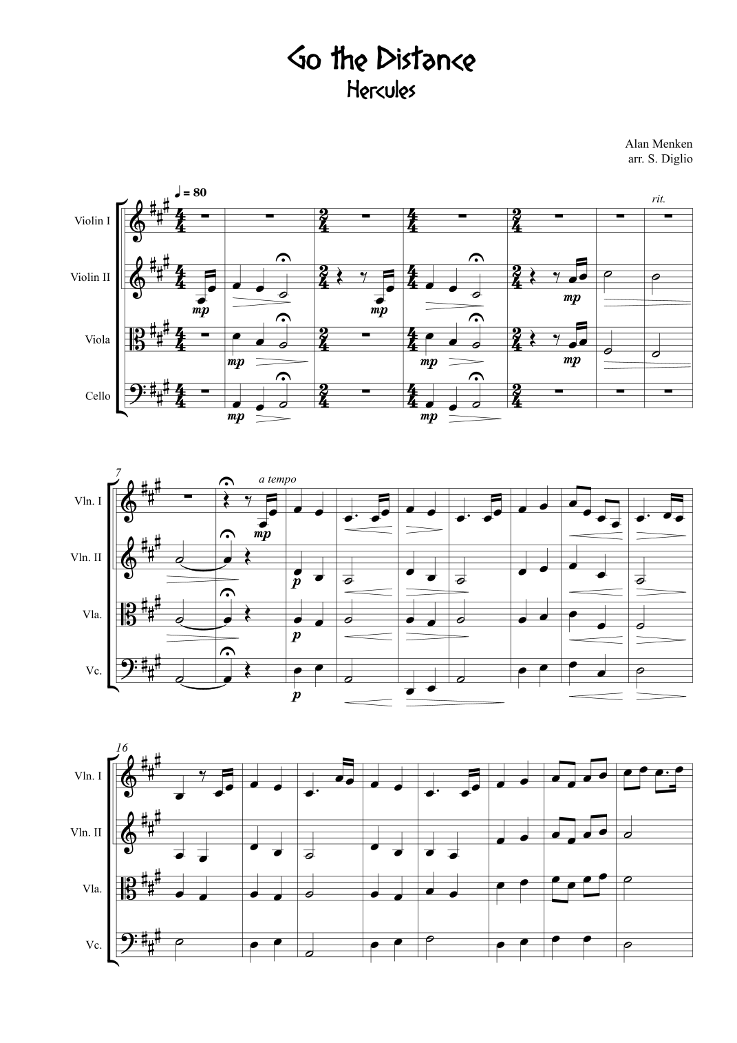 Go The Distance (Reprise) (arr. Samuele Diglio by David Zippel Sheet ...