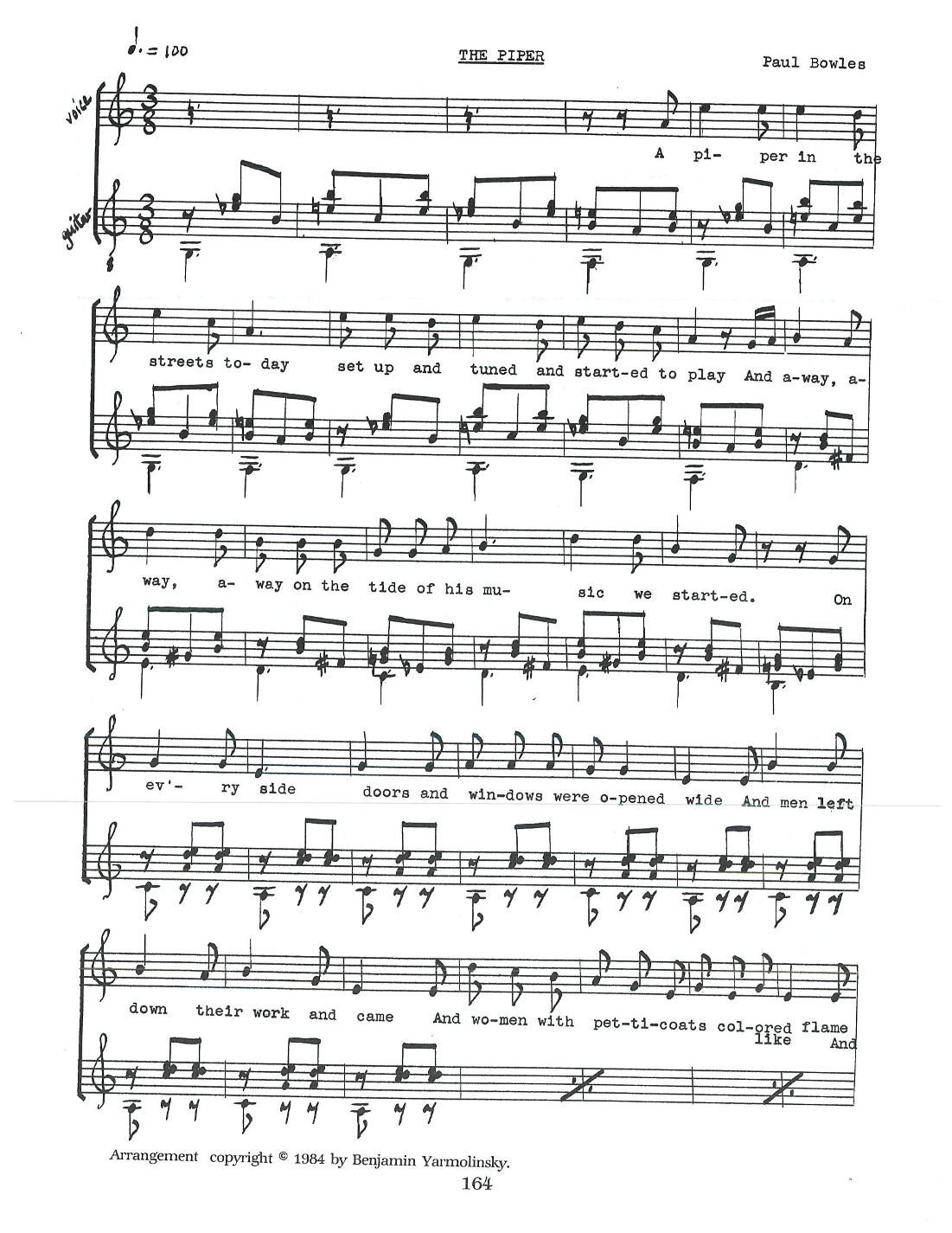 The Piper (Guitar Transcription) by Paul Bowles Sheet Music for Piano ...