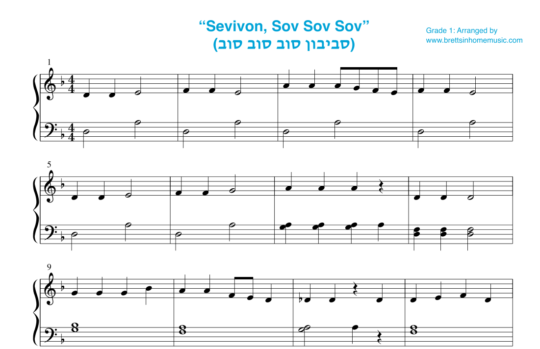 Sevivon, Sov Sov Sov (Grade 1) (arr. www.brettsinhomemusic.com) por ...