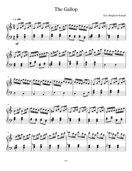 The Gallop by Eric Bingham-Kumpf Sheet Music for Piano Solo at Sheet ...