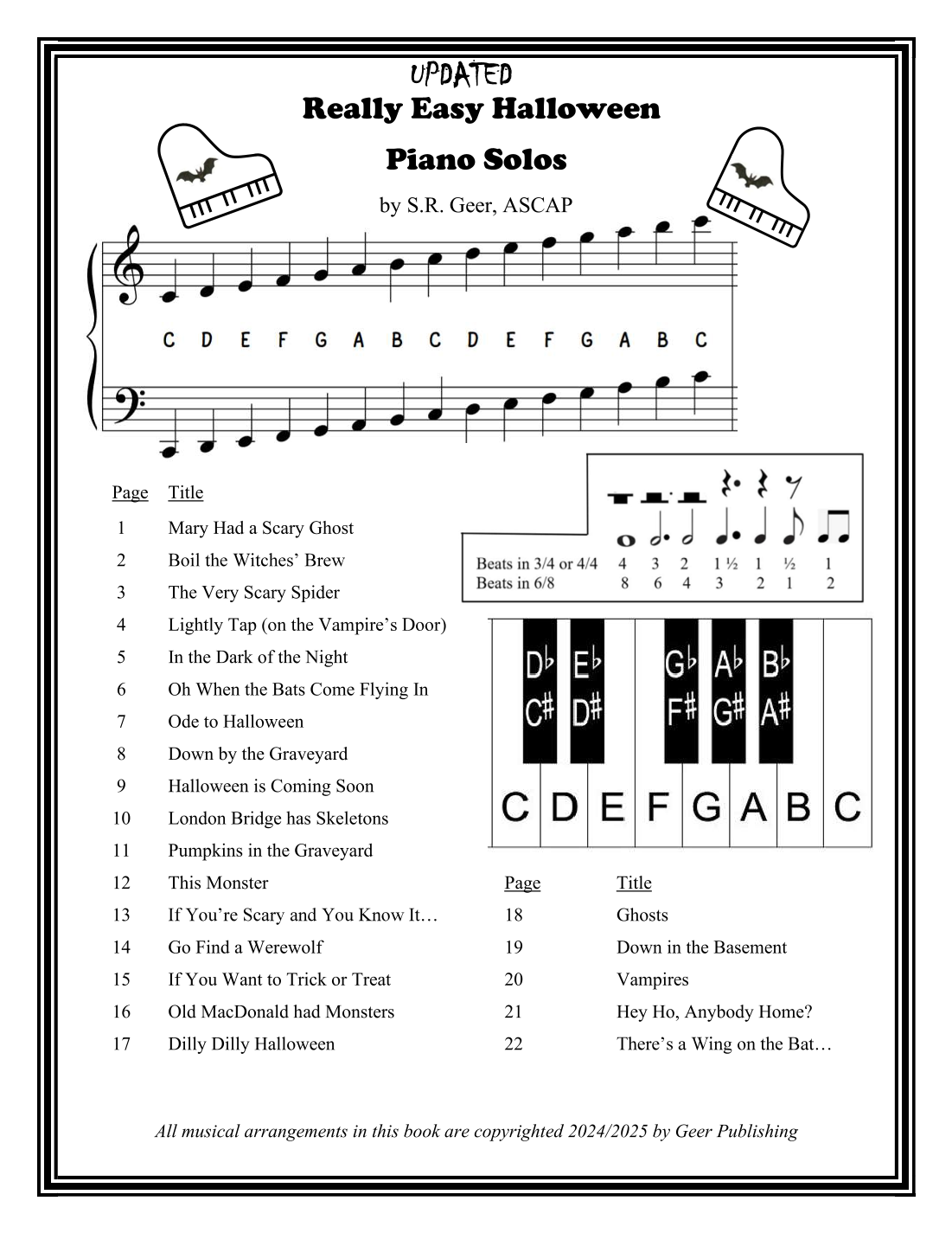 Really Easy Halloween Piano Solos (arr. S.R. Geer) by Folk Songs Sheet ...