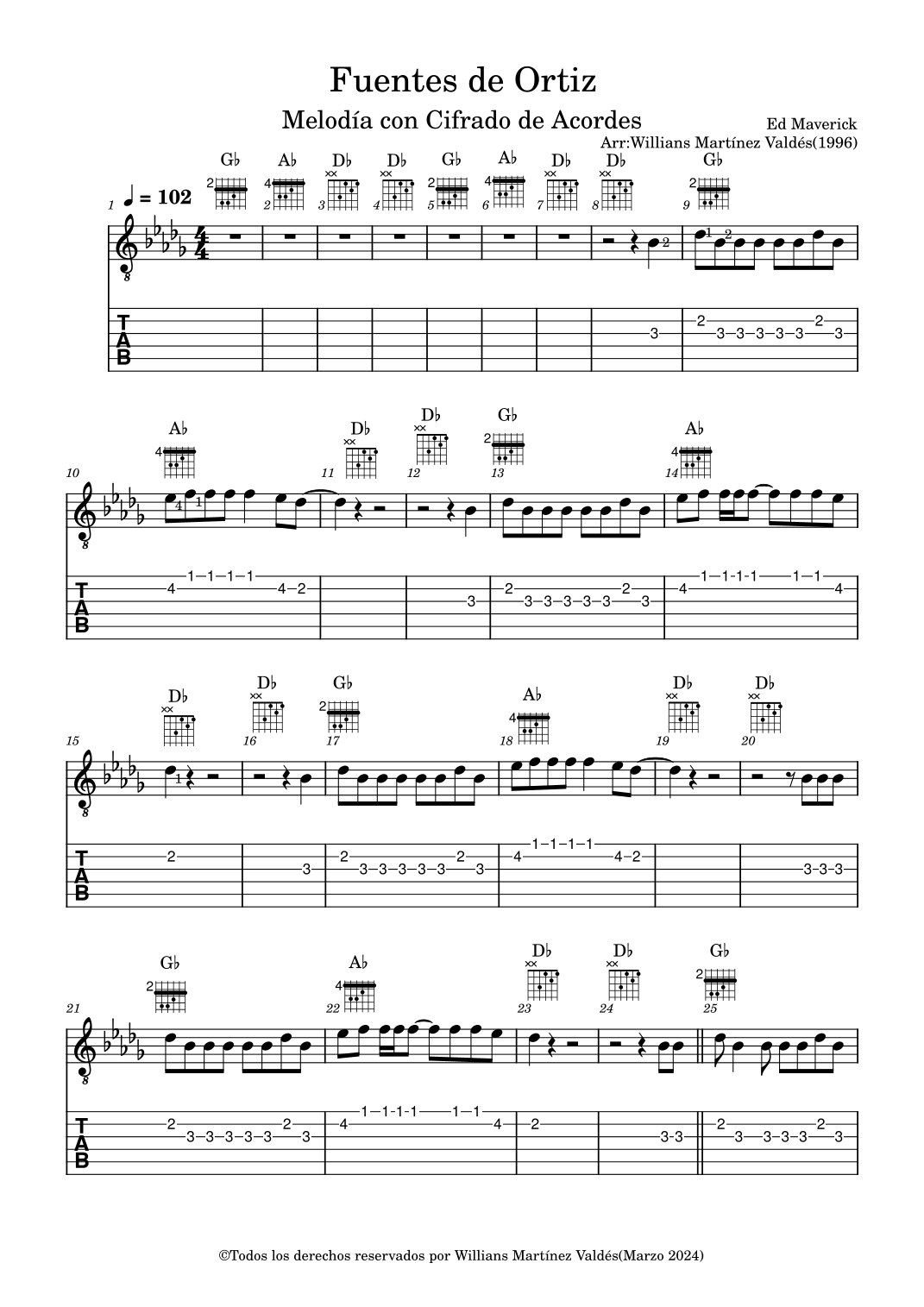 Fuentes de Ortiz (arr. Willians Martínez Valdés) by Ed Maverick Sheet ...