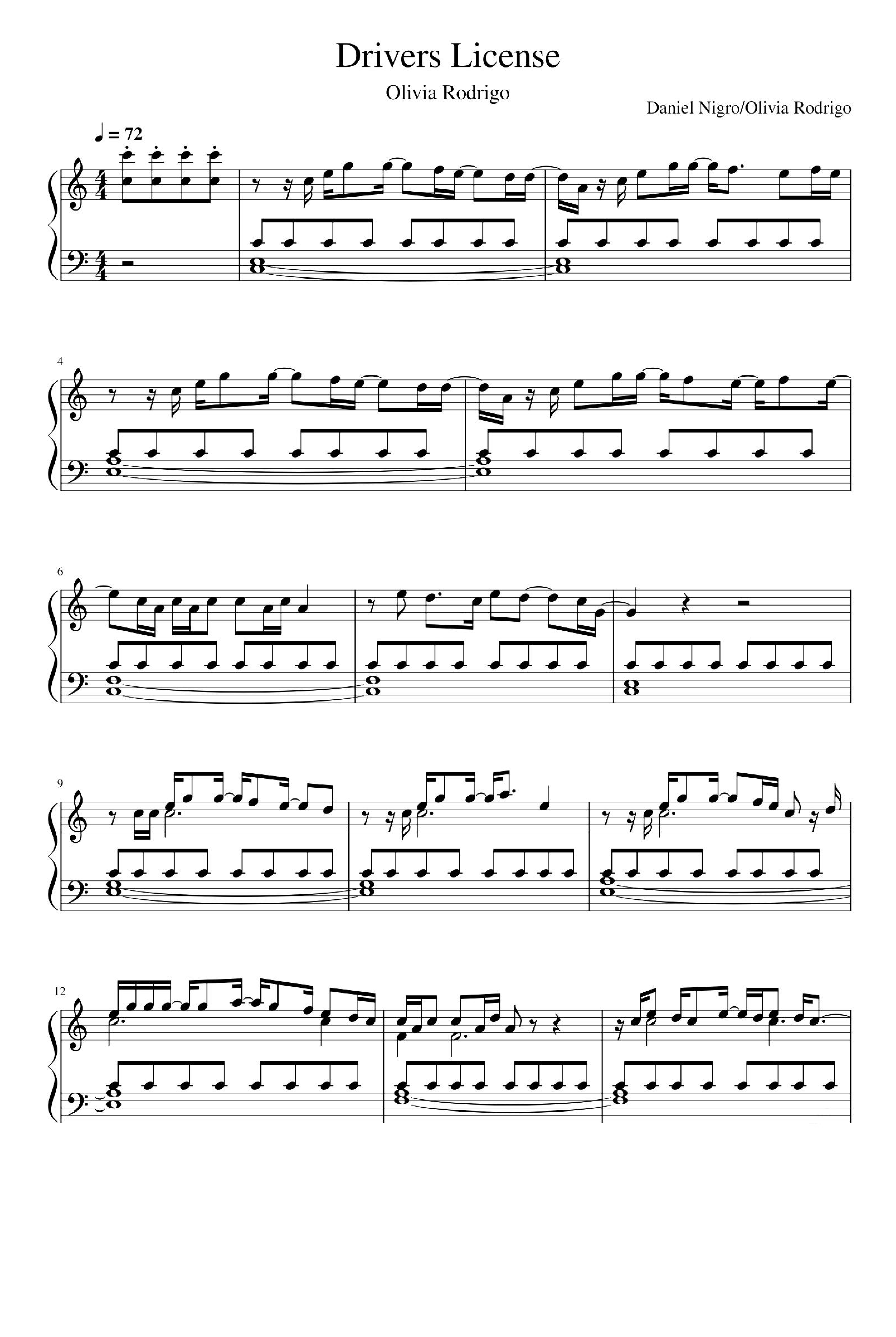 Drivers License (arr. Olivia Rodrigo) by Olivia Rodrigo Sheet Music for ...