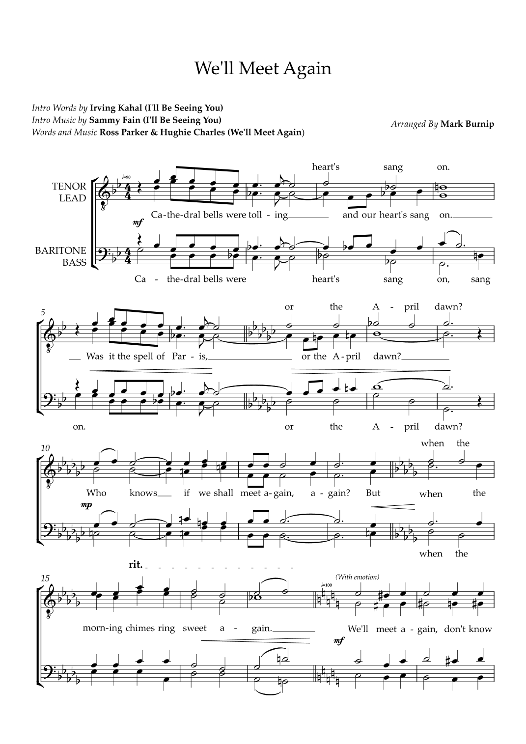We'll Meet Again (arr. Mark Burnip by Patsy Ford Simms Sheet Music for ...