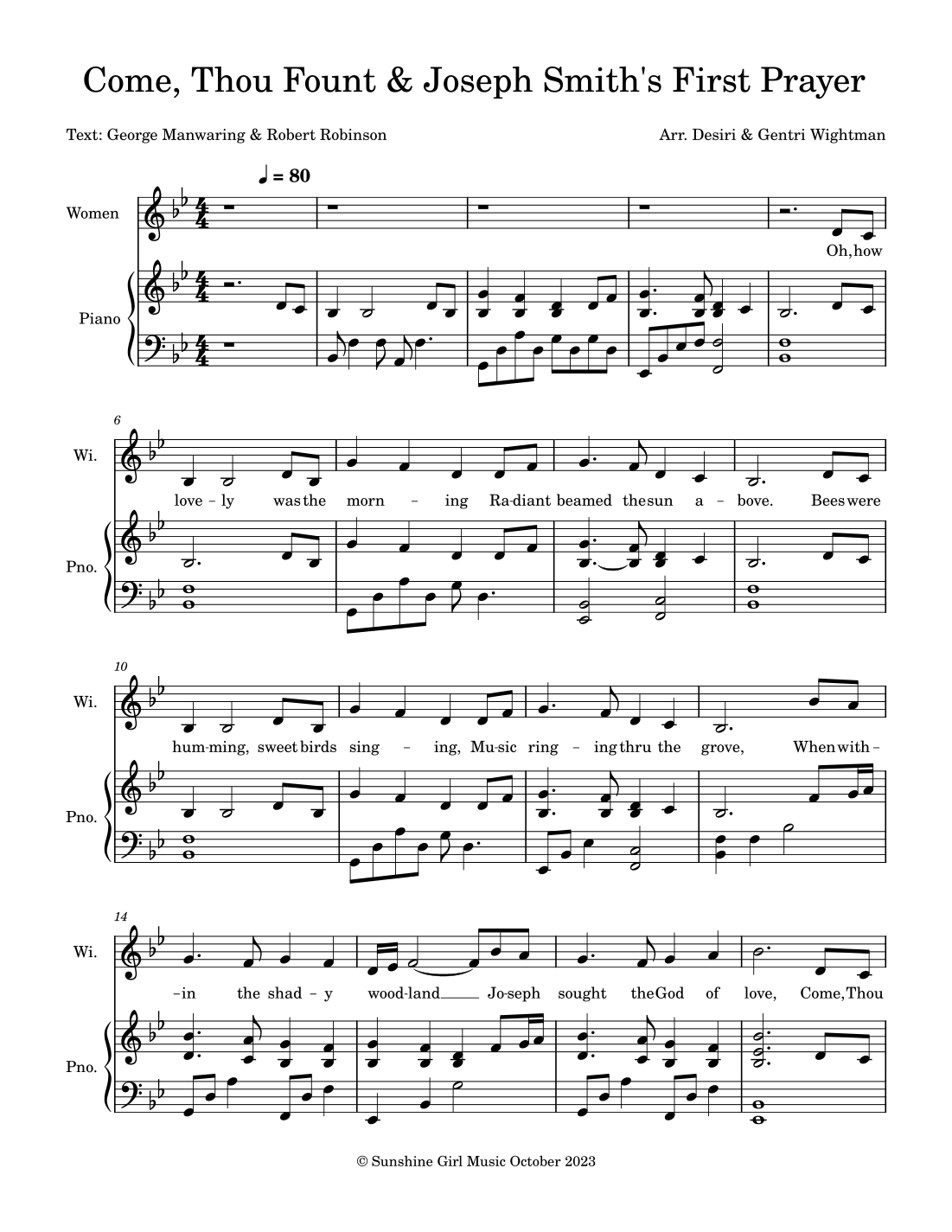 Come, Thou Fount & Joseph Smith's First Prayer (arr. Gentri Wightman ...