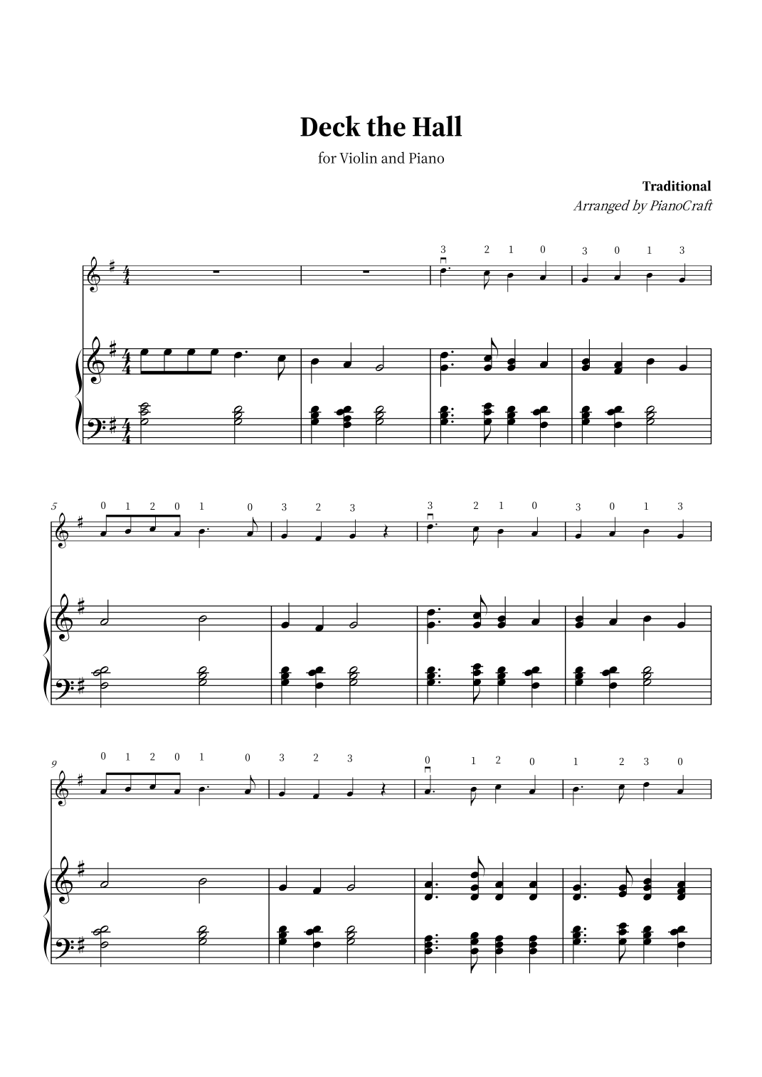 Deck the Hall (arr. Pianocraft) by Traditional Sheet Music for ...