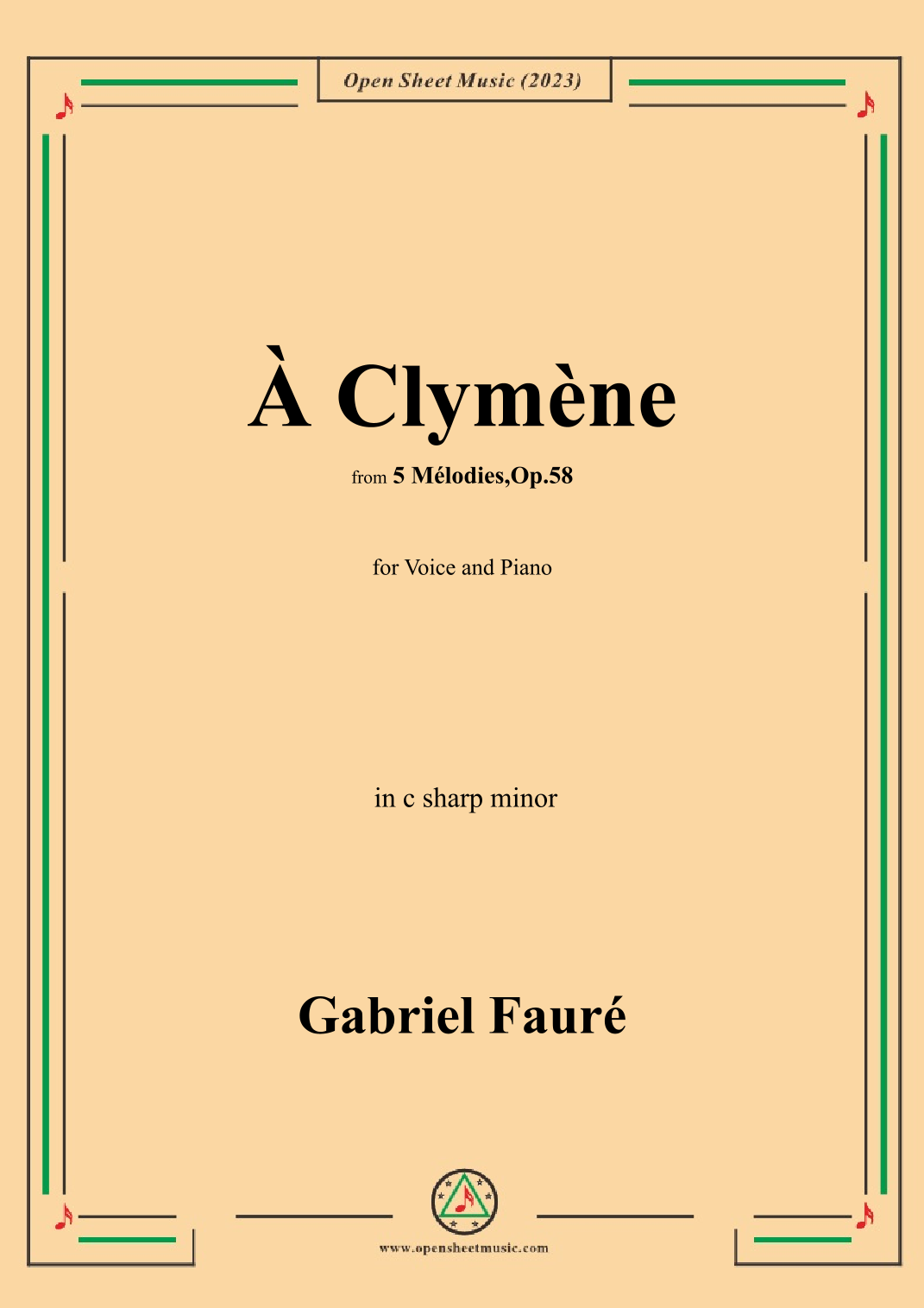 G. Fauré-À Clymène,in c sharp minor (arr. OSM) by Gabriel Faure Sheet ...