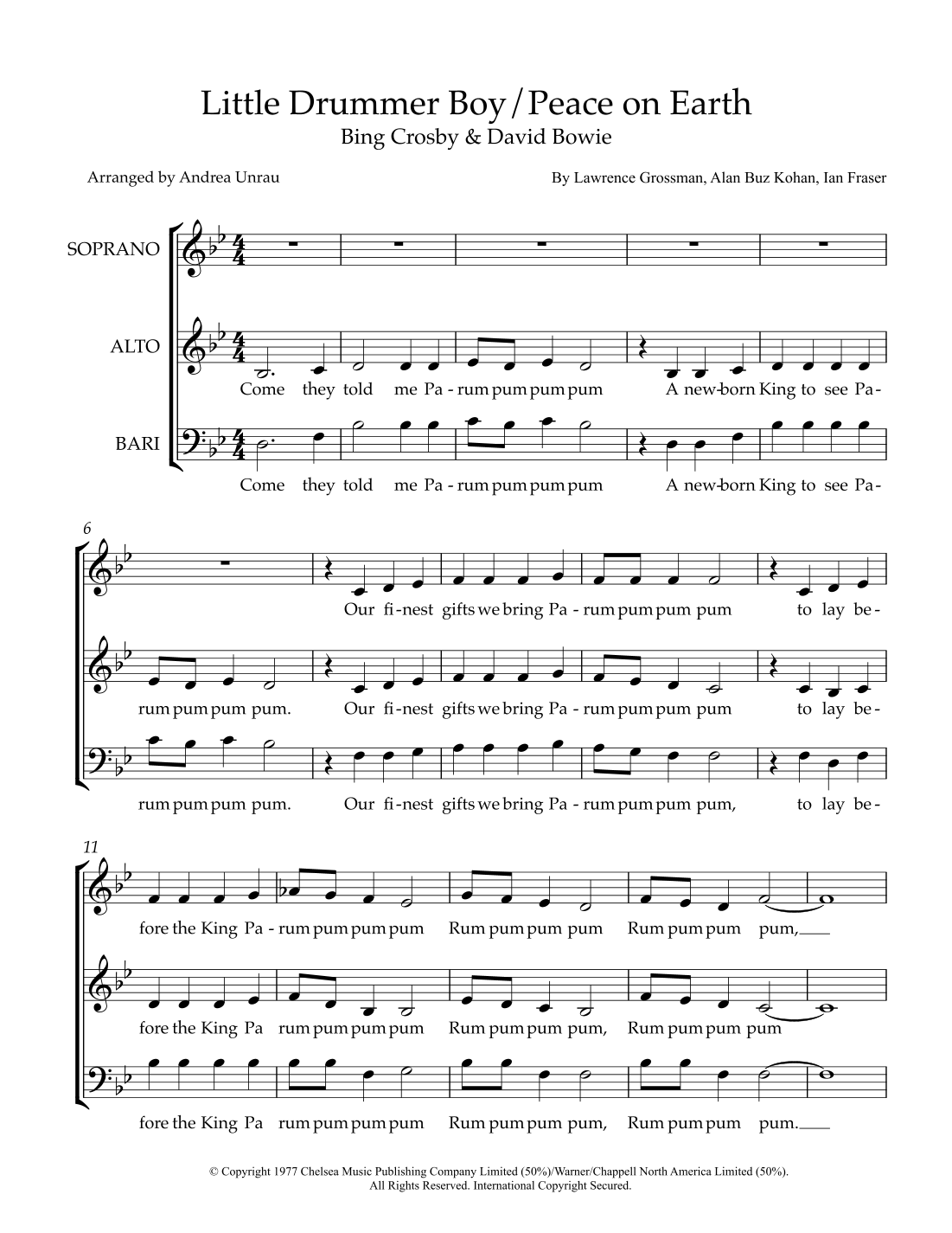 Peace On Earth (arr. Andrea Unrau) by Bing Crosby And David Bowie Sheet ...
