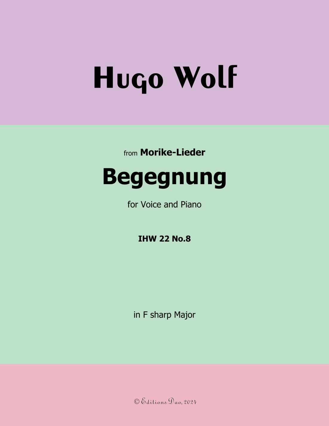 Begegnung, by Hugo Wolf, in F sharp Major (arr. Editions Dao) by Hugo ...