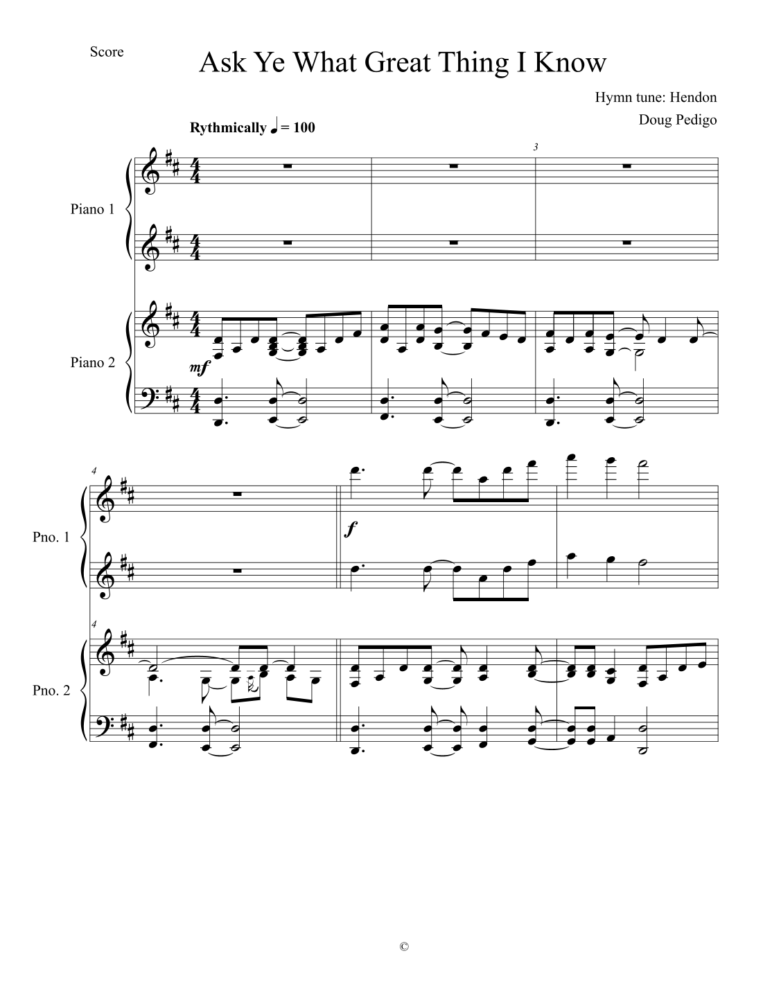 Ask Ye What Great Thing I Know (arr. Doug Pedigo) by H.A. Cesar Malan ...