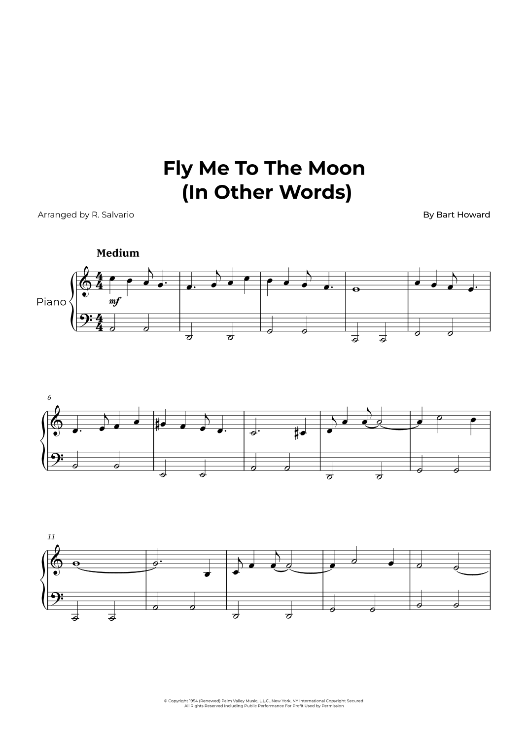 Fly Me To The Moon (In Other Words) (arr. R. Salvario) par Tony Bennett ...