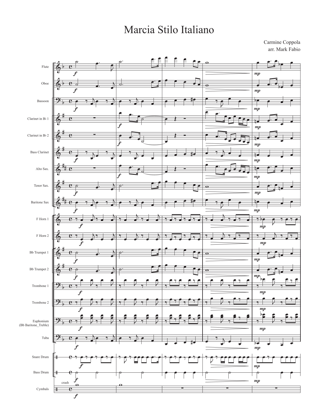 Marcia Stilo Italiano (arr. Mark Fabio) by Carmen Coppola Sheet Music ...