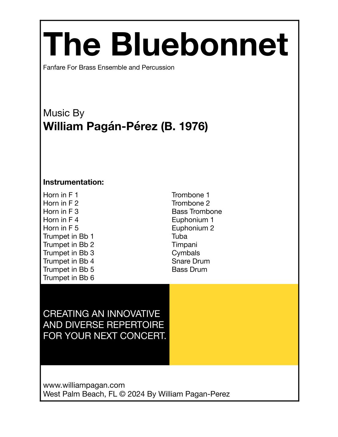 The Bluebonnet von William Pagan-Perez Noten zum Blechbläser-Ensemble ...