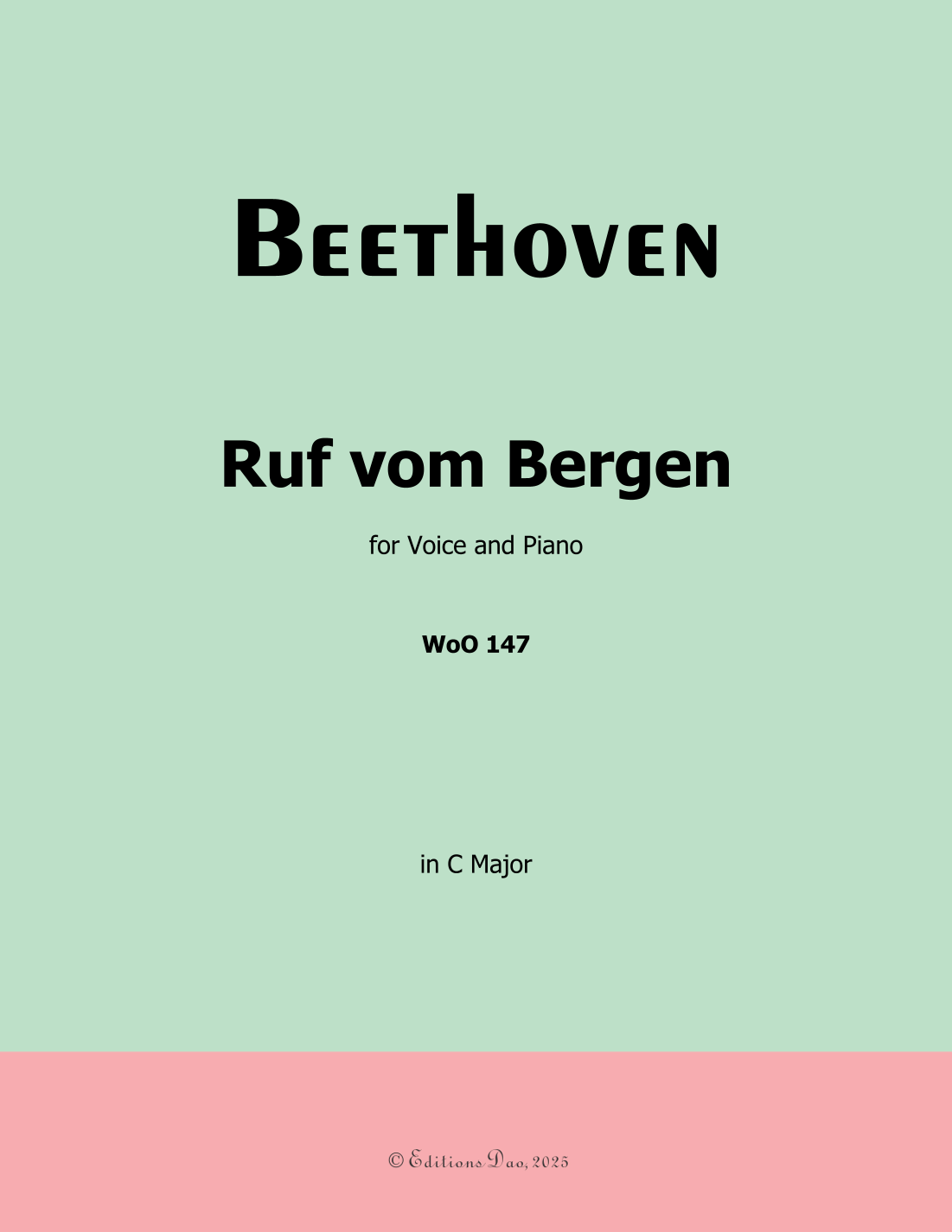 Ruf vom Bergen, by Beethoven, WoO 147, in C Major (arr. Editions Dao ...