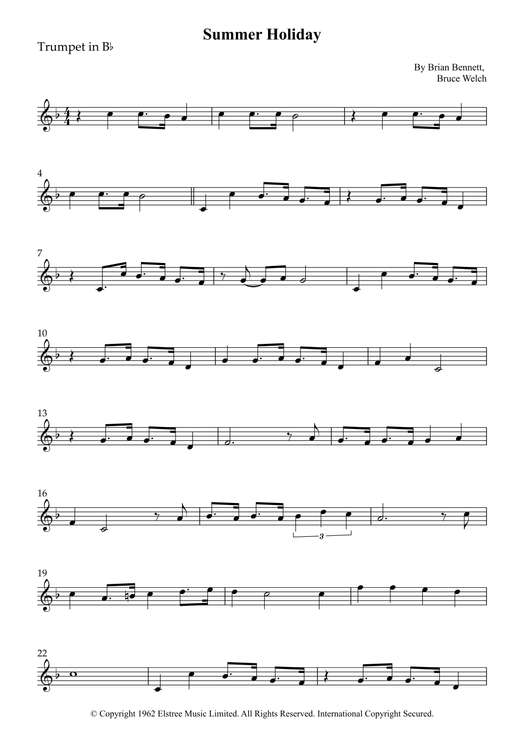 Summer Holiday (arr. Wesley S. SIlva) by Cliff Richard Sheet Music for ...
