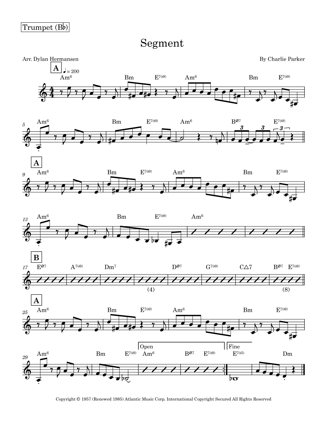 Segment (arr. Dylan Hermansen) por Parker Charlie Partituras para Lead ...