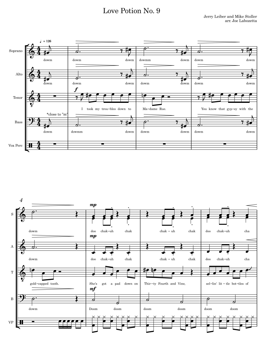 Love Potion Number 9 (arr. Joe Labozetta) by The Searchers Sheet Music for SATB divisi Choir at ...