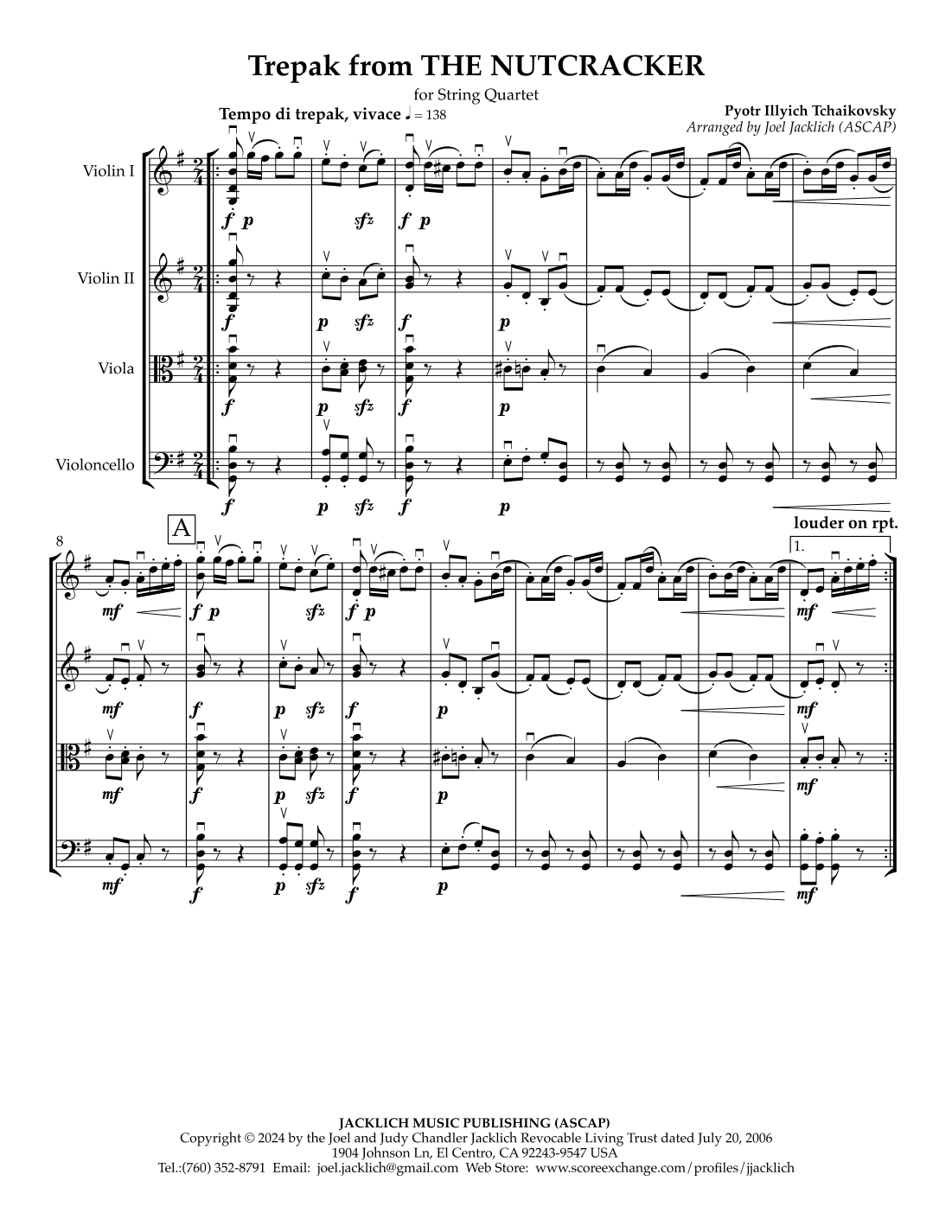 Trepak from The Nutcracker Ballet (arr. Joel Jacklich (ASCAP)) by Pyotr ...