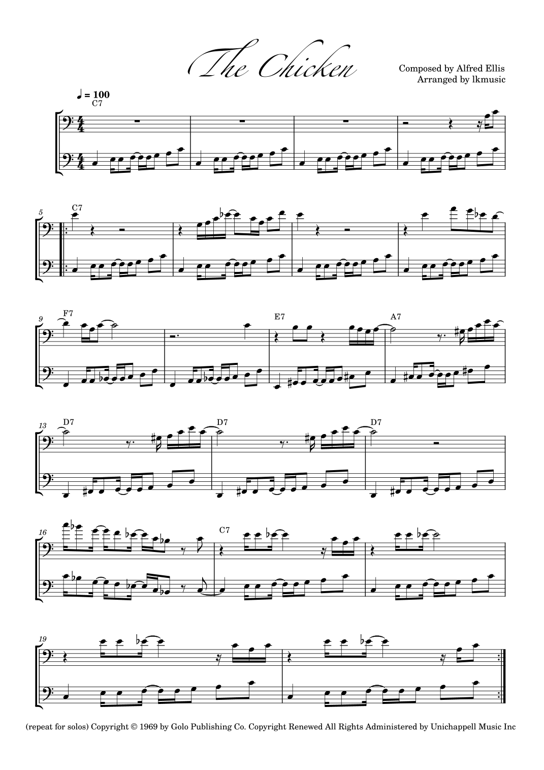 The Chicken by Jaco Pastorius Sheet Music for Trombone Duet at Sheet ...