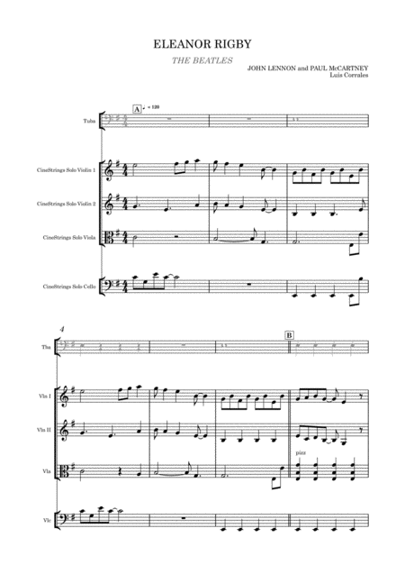 Eleanor Rigby (arr. Luis Corales) by David Cook Sheet Music for String ...