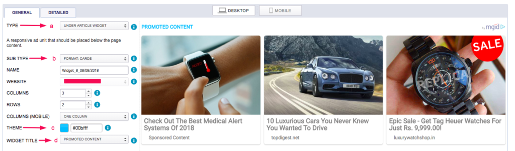 Widget Creation – MGID HelpDesk