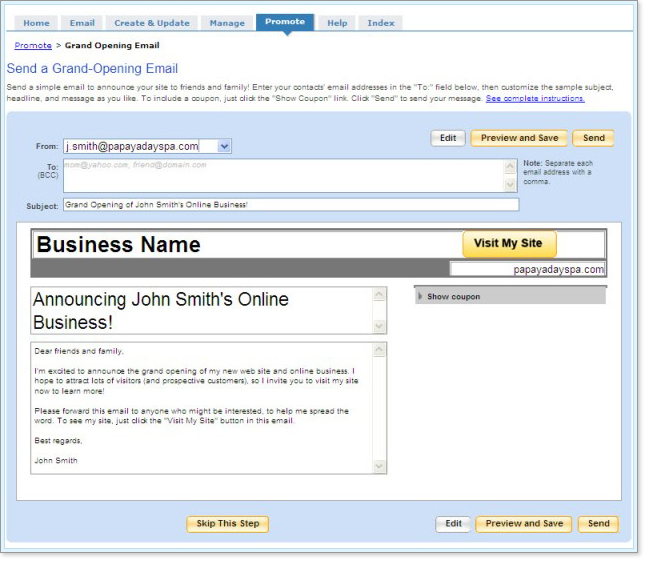 Web Hosting SLN20712 How Can I Send A Grand opening Email 