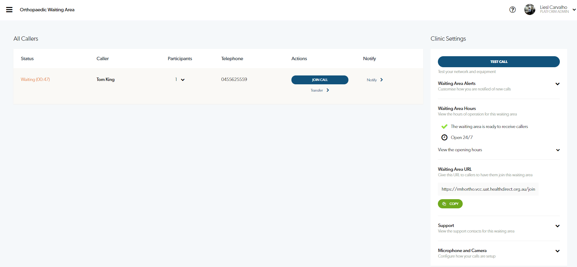 Waiting area dashboard - Healthdirect Australia