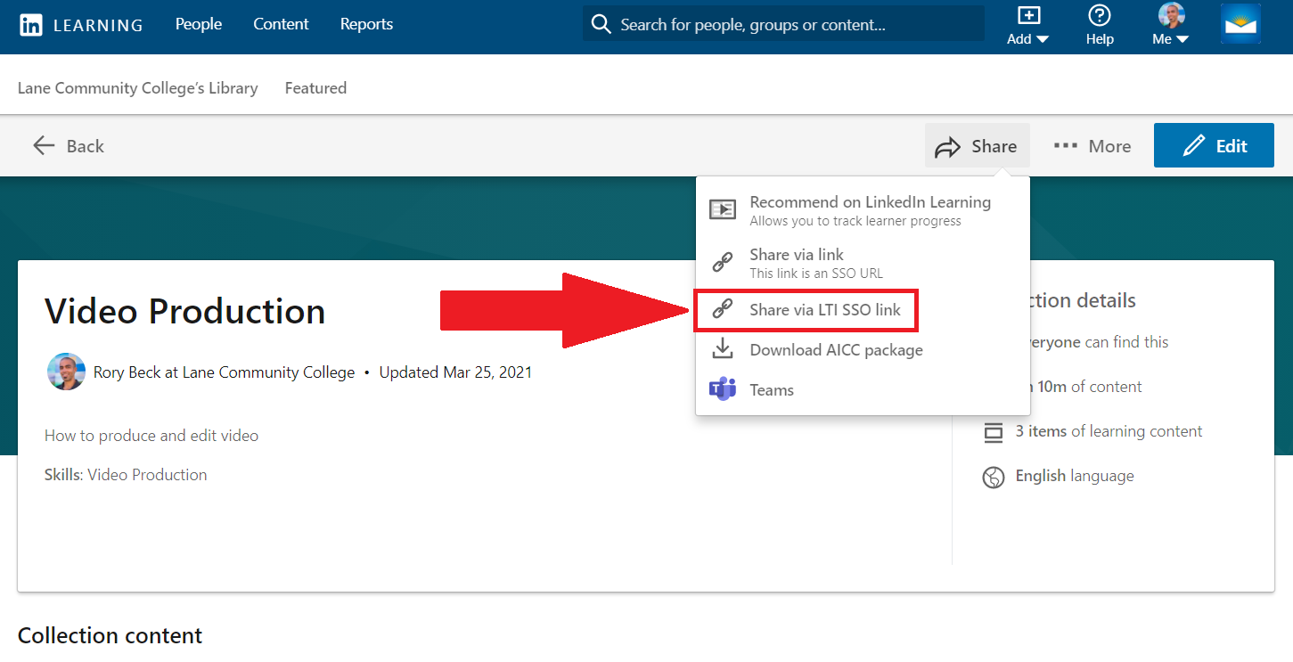 Adding LinkedIn Learning Lessons to Moodle - Lane Community College