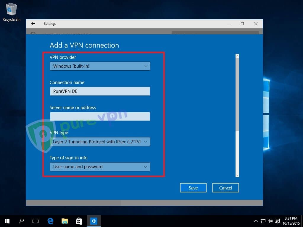 How to set up PureVPN manually on Windows 10 - PureSquare