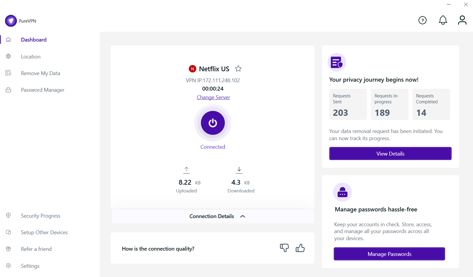 Connect and Manage Locations - PureVPN Windows App - PureSquare